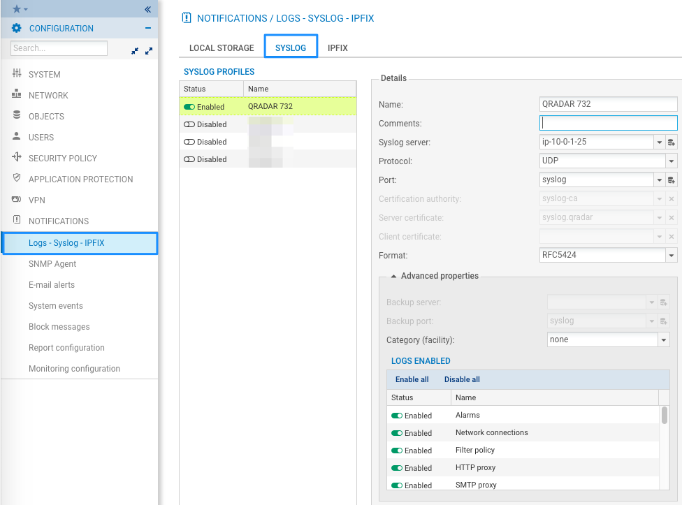 Mise en place de la collecte des journaux Stormshield